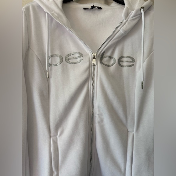 bebe | Jackets & Coats | New Bebe Sport Womens White Hoodie Jacket Full ...